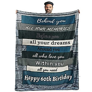 60th Birthday Gift Ideas Blanket, Happy 60th Birthday Gifts for Men Women, 60 Year Old Gifts for Women, 1962 Birthday Gifts for Men, 60 Birthday Gifts for Dad Mom, Birthday Blanket for Women 60"×50"