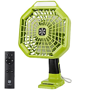 Philophca 7" Camping Fan Compatible with Ryobi 18 Volt One+ Li-ion Ni-CD Ni-MH Battery Personal Battery Powered Cordless Fan, Portable Fan with light and remote