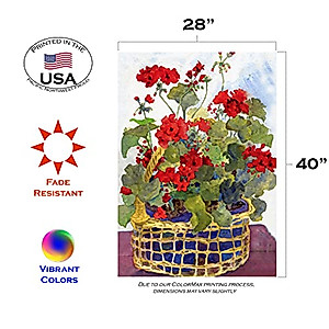 Toland Home Garden 109136 Geranium Basket Spring Flag 28x40 Inch Double Sided Spring Garden Flag for Outdoor House Flower Flag Yard Decoration