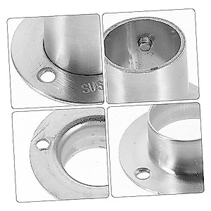 Cabilock 16 Pcs Shower Curtain Rod Base Wall Mounted Rail Holder Closet Rod Socket Wood Pole Sockets Boom Stand Shower Bar for Curtain Round Stand Stainless Steel Pole Socket Home Supply