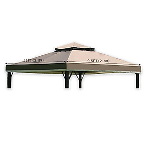 Sunshine Outdoor 9.5'x13' Replacement Gazebo Canopy Top for The Gazebo with Slot - Waterproof Canvas Gazebo -Khaki(Canopy Top Only)