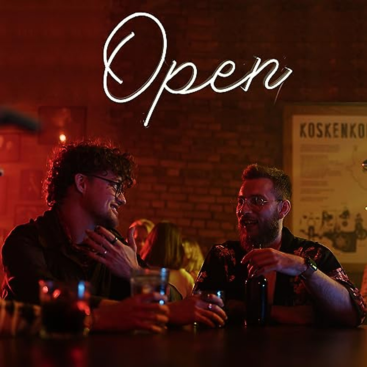 LIYUNEON Open Neon Signs, Cool White Led Neon Lights USB Powered, Signs for Wall Decor, Restaurant Bar Salon Stores Hotel, Wedding, Engagement Party ,Bedroom Decor, Neon For Bedroom Home Aesthetic Room Decor，Neon Sign Bar(15.75x9.45in) (Open)