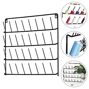 VICASKY Spools Thread Rack Metal Thread Holder Organizer with Hanging Hooks for Embroidery Quilting and Sewing Threads Black