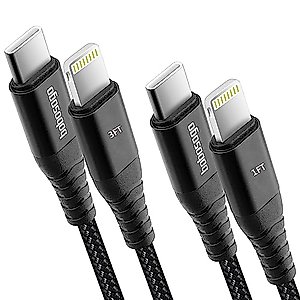 USB C to Lightning Cable, [Apple MFi Certified] 2Pack 3FT/1FT iPhone Type C Fast Charger Braided Cord Compatible with iPhone 14 13 Pro Max 12 Pro Max 11 Pro Max SE XS XR X 8 Plus, iPad (Black)
