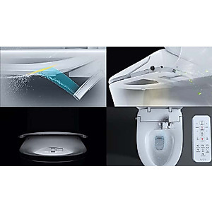 ALPHA BIDET UX Pearl Bidet Toilet Seat in Elongated White | Ultra Low Profile | Endless Warm Water | Arced Stainless Steel Nozzle | LED Nightlight | Dryer | Deodorizer | 3 Year Warranty