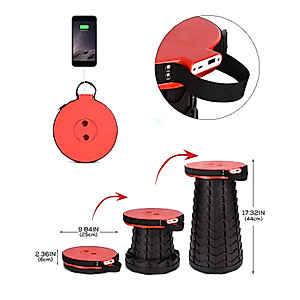 Arcwares Portable Charging Stool with Power Bank and USB Nightlight, Collapsible Retractable Folding Camping Stool Seat for Indoor Outdoor, 4400 mAh Charger for iPhone Android