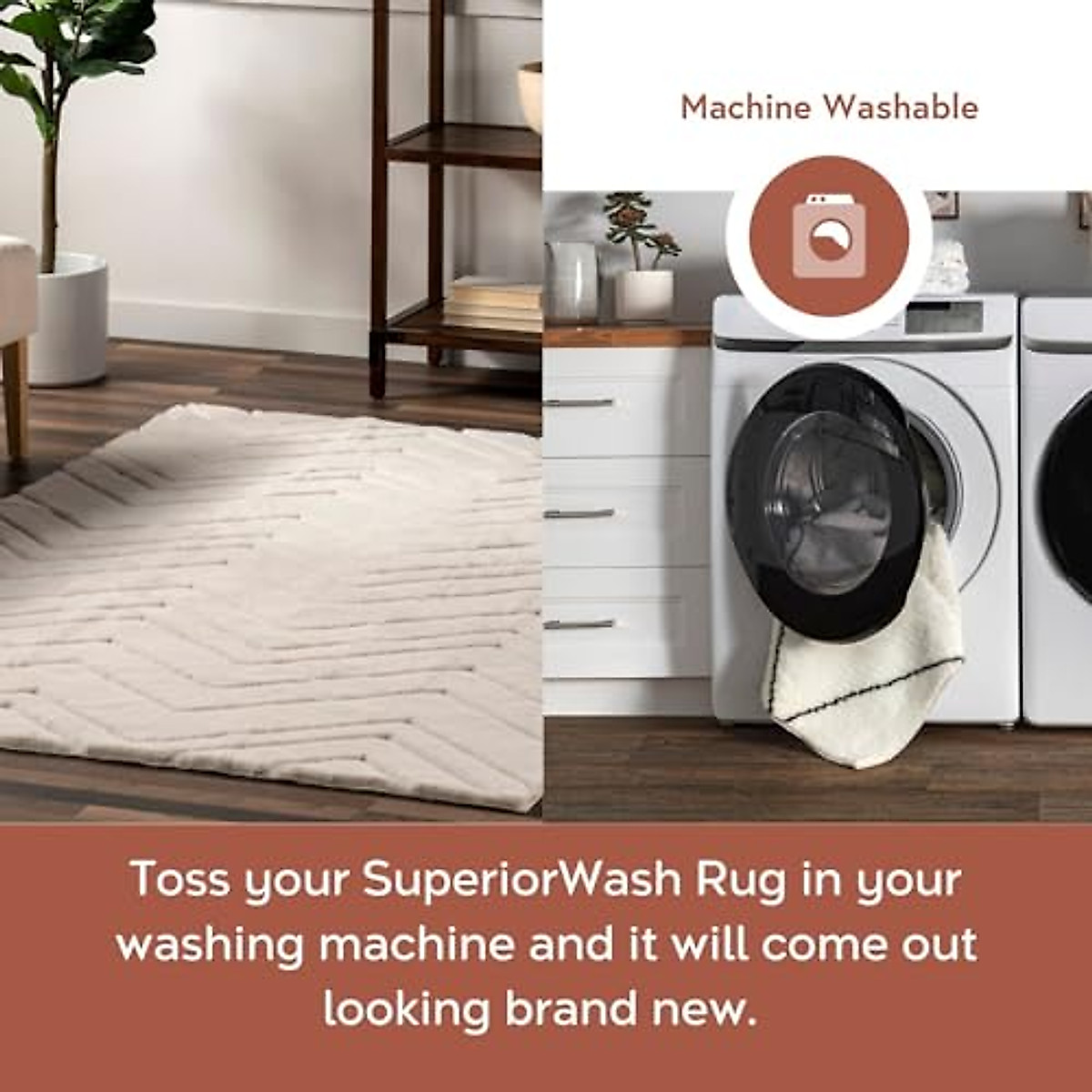 nuLOOM 5' x 8' Cozy Plush SuperiorWash Area Rug, Machine Washable, Non-Slip, Soft Fluffy Shag Carpet for Living Room Bedroom Kids Room Nursery Home Decor, Christa Black