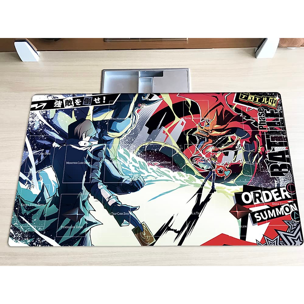New Mlikemat Playmat Slifer The Sky Dragon & Kaiba Seto TCG CCG OCG Trading Card Game Mat with Zones + Free Bag (ZD039-959-A)