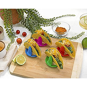 Talisman Designs Sombrero Taco Holders - Set of 4, Hold & Fill Small or Large Tacos | Crunch & Soft