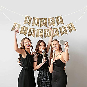 Pre-Strung Happy Birthday Banner - NO DIY - Gold Glitter Birthday Party Banner - Pre-Strung Garland on 6 ft Strands - Gold Birthday Party Decorations & Decor. Did we Mention no DIY?