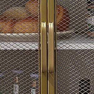 VECELO Corner Cabinet/Table, 3-Tier Shelves with Protection Door, Metal Frame Storage Shelf Organizer for Small Space, Living Room, Kitchen, Bathroom, Set of 1, Gold