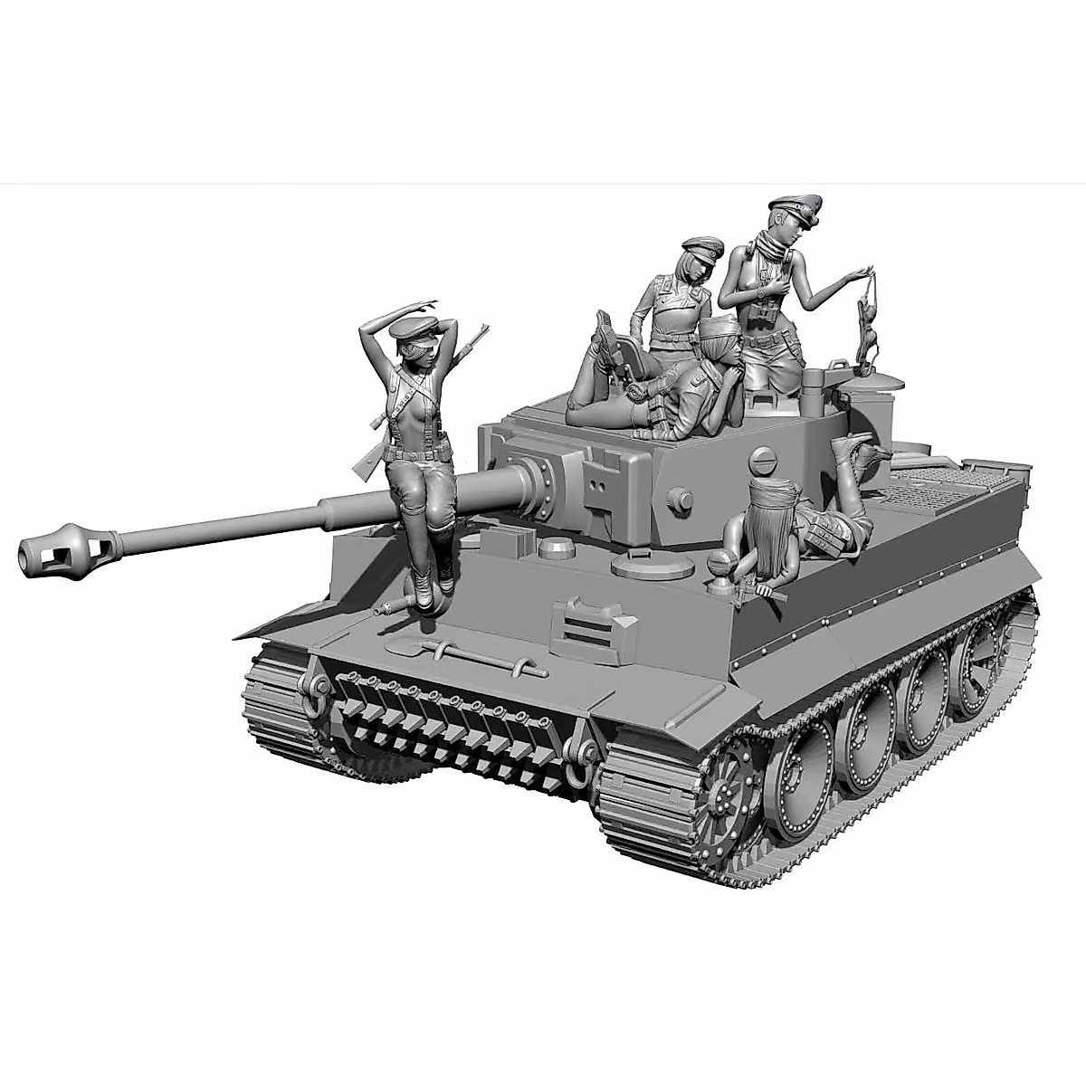 1/35 Resin Soldier Figure Model Kits DIY Beauty 5 Set Soldier colorless and self-Assembled YFWW-2158 (Without Tank)