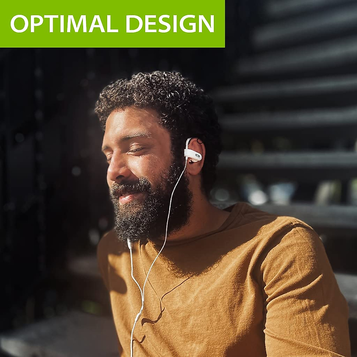 Avantree E171 - Sports Earbuds Wired with Microphone, Sweatproof Wrap Around Earphones with Over Ear Hook, in Ear Running Headphones for Workout Exercise Gym Compatible with Cell Phones - White