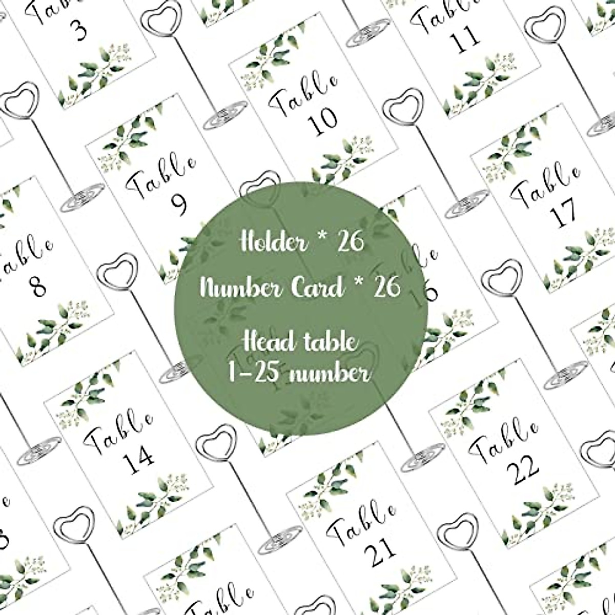 Ayfjovs 26 Pieces Wedding Table Numbers Holders with Cards(1-25 + Head Table) Double Sided Table Numbers for Wedding Reception, Baby Shower, Bridal Party 4x6 Inch