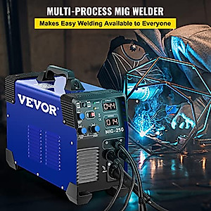 VEVOR MIG Welder, 3 in 1 Welder Welding Machine, 250 Amp MIG TIG Arc Welder 110V 220V TIG Welder Lift ARC Welder Digital Display Combo Welding Machine MMA Stick IGBT DC Inverter Welder