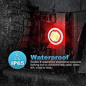 Partsam 10Pcs Red 4" Inch Round LED Trailer Tail Lights 12LED Flange Mount Stainless Steel Chrome Bezel Waterproof Stop Turn Tail Brake Lights Replacement for Trucks RV 12V