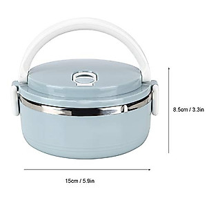 Yosoo 0.7L Capacity Lunch Box, Portable Stainless Steel Blue Thermal Insulated Rice Noddles Lunch Box Good Sealing Food Container with Air Hole (Single Layer)