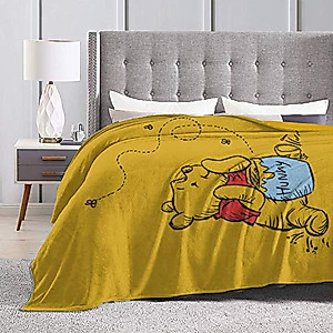 WEQDUJG Winnie Pooh Blanket Throws Bed Queen Size Ultra Soft Micro Fleece Warm Fluffy Couch Living Room Luxury Blankets 80 x 60 in