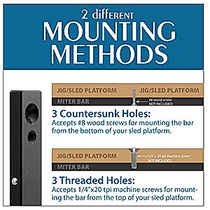 18” Precision Steel Miter Bar Rail Runner with Adjustable Spring Loaded Plungers For DIY Table Saw Crosscut Sleds, Jigs and Fixtures to Slide in 3/4 inch by 3/8 inch Miter Slots