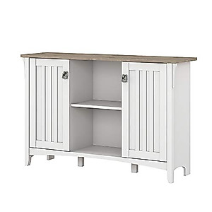 Bush Furniture Salinas Accent Storage Cabinet with Doors, Pure White and Shiplap Gray