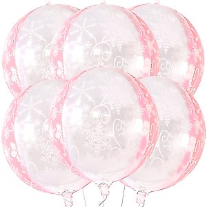KatchOn, Huge 22 Inch Pink Snowflake Balloons - Pack of 6 | Mylar Snowflake Balloon, Pink Snowflake Decorations | Winter Onederland 1st Birthday Girl Decorations | Baby Shower, Christmas Decorations