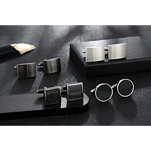 Tomovely 4 Pairs Cufflinks for Men Set Unique Cuff Links Mens Business Groom Gifts A