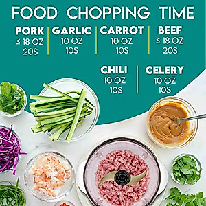 Electric Food Processor,Food Chopper with Garlic Peeler and Titanium Coating Blades, 5 Cup Glass Bowl for Vegetables Fruit Salad Onion Garlic Meat Ice Chopper