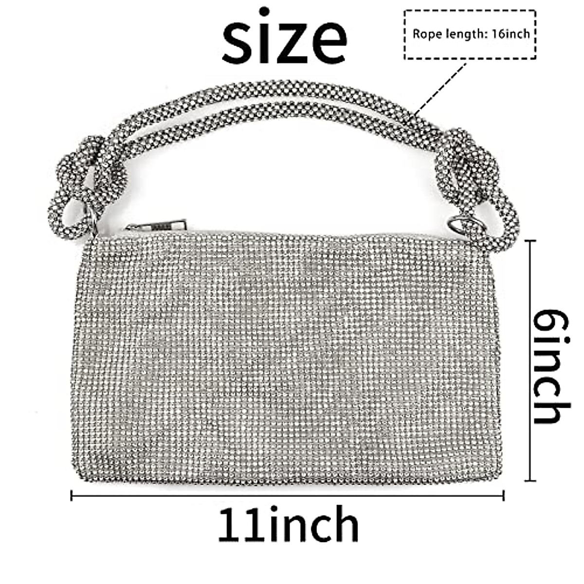 Women Rhinestone Purse Sparkly Hobo Bag Crystal Clutch Purses Shiny Handbag Shoulder Bags for Party Evening Prom Wedding