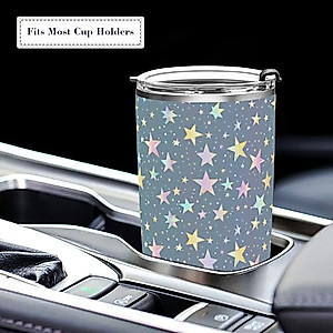 sanluoli Rainbow Color Star Pattern Stainless Steel cup for men Leak-proof Lid and Straw coffee mug fits in car for gym Aesthetic tumblers with lids and straws 20 OZ