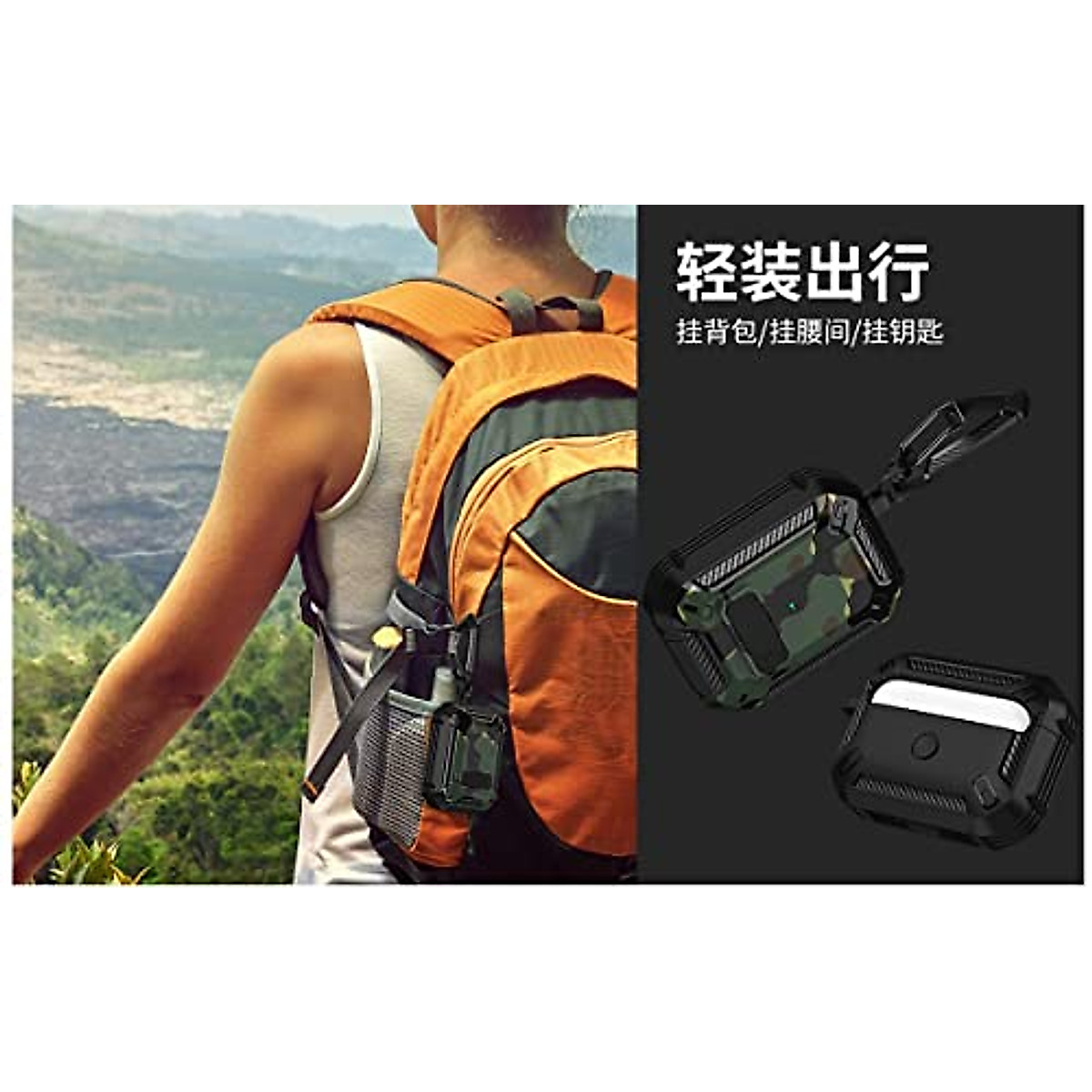 MiRUSI for Airpods Pro 2 (2022) Case Cover with Secure Lock Clip, Military Armor Style Full-Body Rugged Hard Shell with Carabiner,Shockproof Protective Case Cover Supports Wireless Charging(Green)