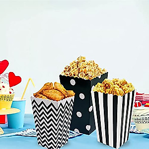 Popcorn Boxes 36 Pcs Cardboard Candy Containers for Small Movie Theater and Wedding Favors, Black