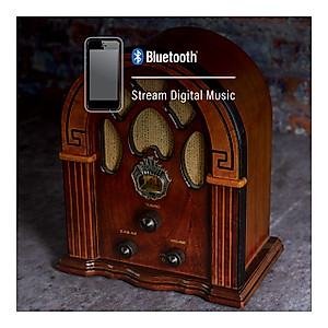 Crosley CR31D-WA Companion Retro AM/FM Tabletop Radio with Bluetooth Receiver, Walnut