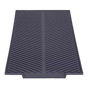 Silicone Drain Mat, Rectangle Multi Purpose Trivet Mat, Drying Dishes Pad Heat Resistant Slip Proof Tray Draining Board Mat for Dishes Kitchen Sink Counter Top Fridge Drawer Liner (Grey)