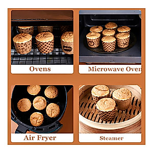 WOENOER Baking Cups, 200 PCS Paper Cupcake Liners Muffin Liner, Brown Cup Cake Baking Holder Kraft Paper Cup Heavy Duty Greaseproof Wrappers Supplies for Fall Bakery Wedding Christmas Cup (Small)