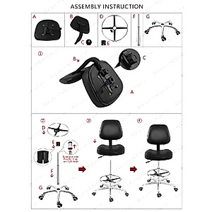 Drafting Chair Tall Office Stool with Wheels,Heavy Duty Shop Stool Chair for Studio,Workshop,Office, Home Office (Black, Classic with Footrest)
