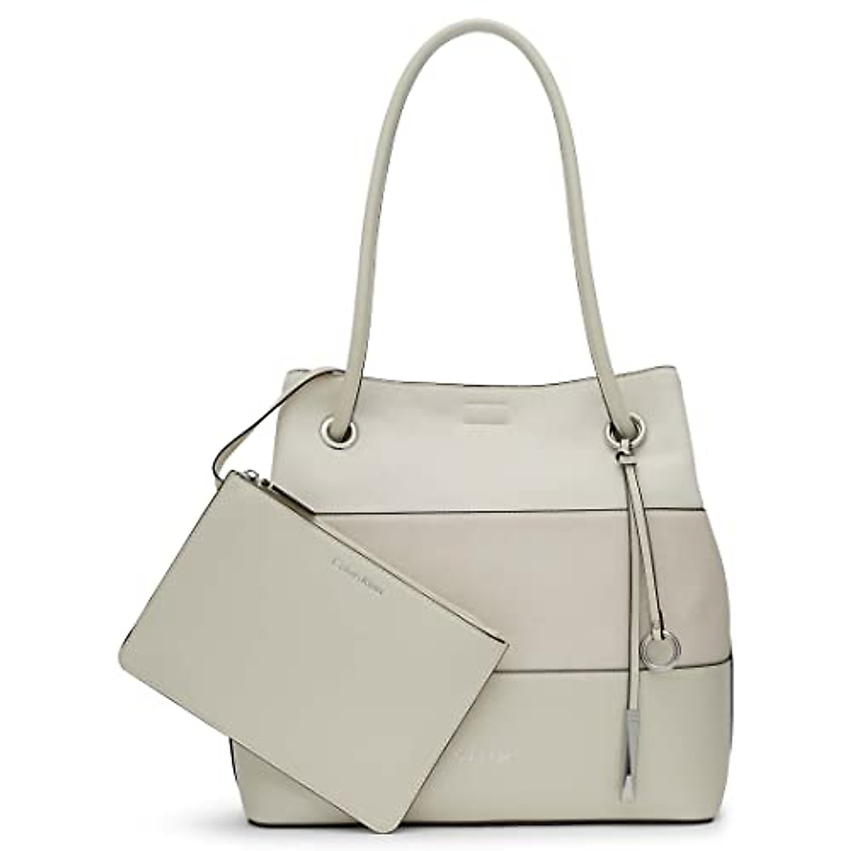 Calvin Klein Gabrianna Novelty North/South Key Item Tote, Cherub White Mixed