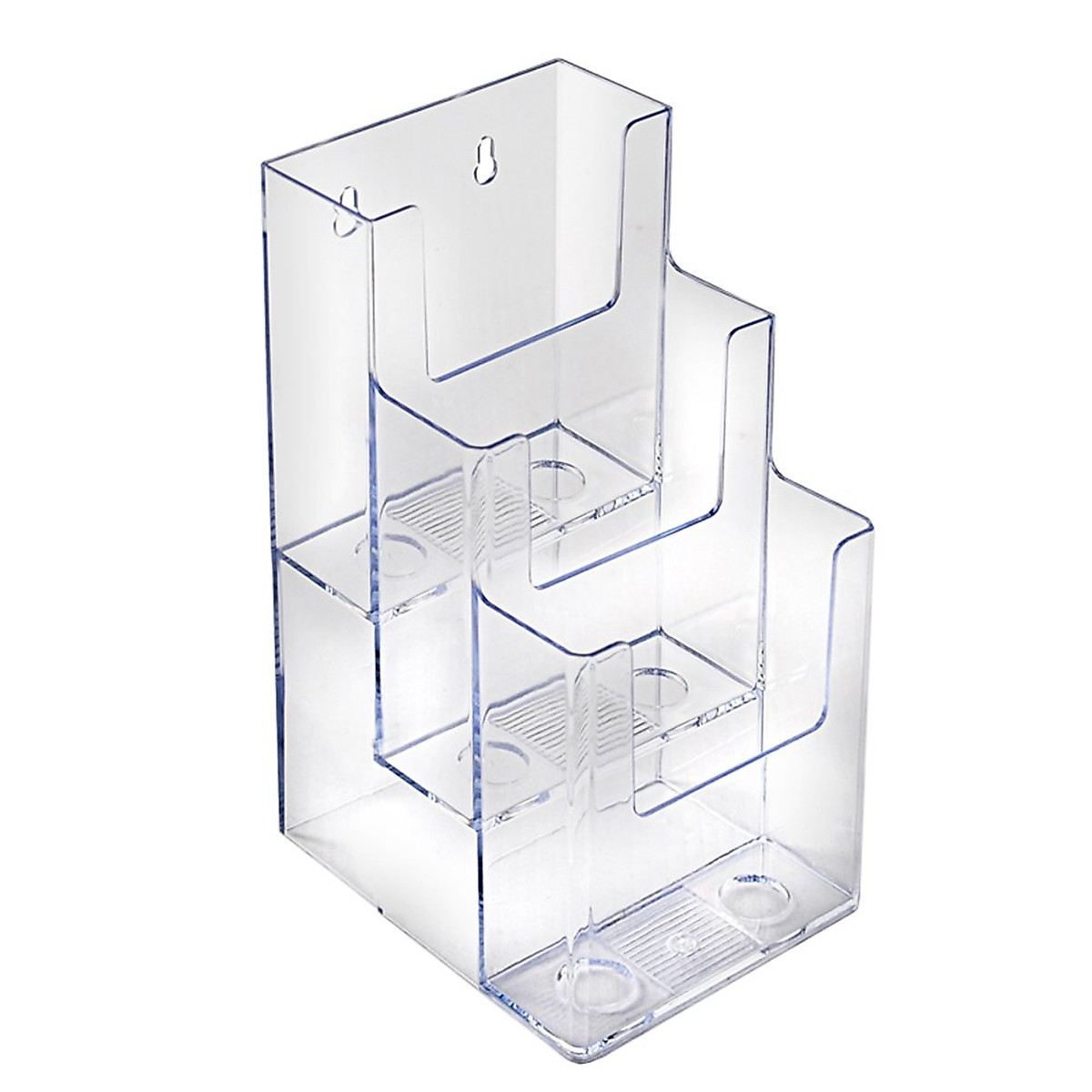 Azar Displays 252033 Three-Tier Tri-Fold Brochure Holder, Acrylic Boxes for Display-Table Menu Holder Stands (4.25”W X 5.25”D X 9.125”H)-Tabletop Pamphlet Holder-Literature & Leaflet Holder, 2-Pack
