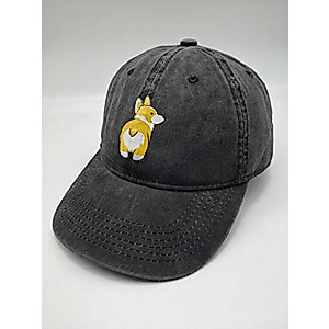 OASCUVER Denim Fabric Adjustable Dog Mom Fashion Baseball Cap (Corgi Butt, One Size)