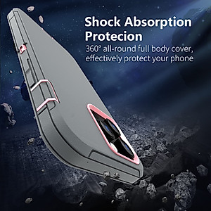 For iPhone 13 Pro Max Case , iPhone 12 Pro Max Case, Heavy Duty Shockproof 3 in 1 Silicone Rubber Hard PC Rugged Durable Phone Cover for iPhone 12 Pro Max &13 Pro Max Phone 6.7 Inch. (Gray/Pink)