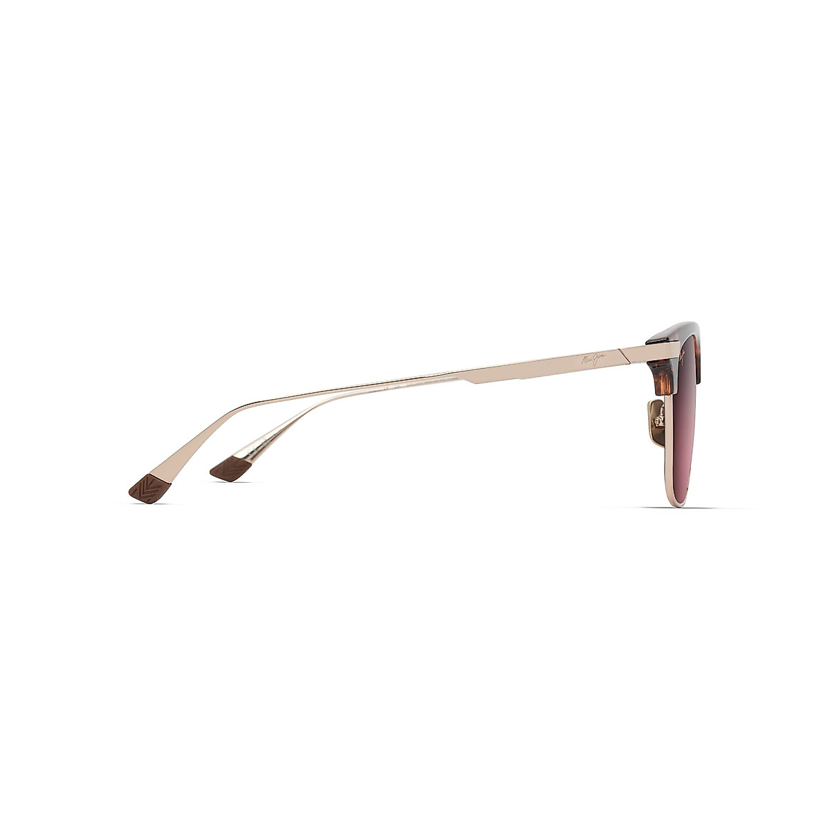 Maui Jim Kalaunu AF Square Sunglasses, Shiny Dark Havana W/Gold/Maui Rose Polarized, Extra Large