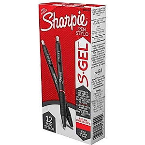 SHARPIE S-Gel 2096136 S-Gel Retractable Gel Pen, Bold 1 Mm, Red Ink, Black Barrel, Dozen
