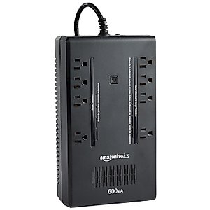 Amazon Basics Standby UPS 600VA 360W Surge Protector Battery Power Backup - 8 Outlets, Black