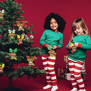 4E's Novelty Reindeer Christmas Ornament Craft for Kids (12 Pack) Updated Edition - Foam Bulk Arts and Crafts Kit for Kids Toddlers 4-8 DIY Craft Party Favor Activity Project