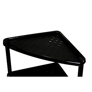 Sana Enterprises 3 Tier Corner Triangular Table, Shelf Stand, Italian, Black