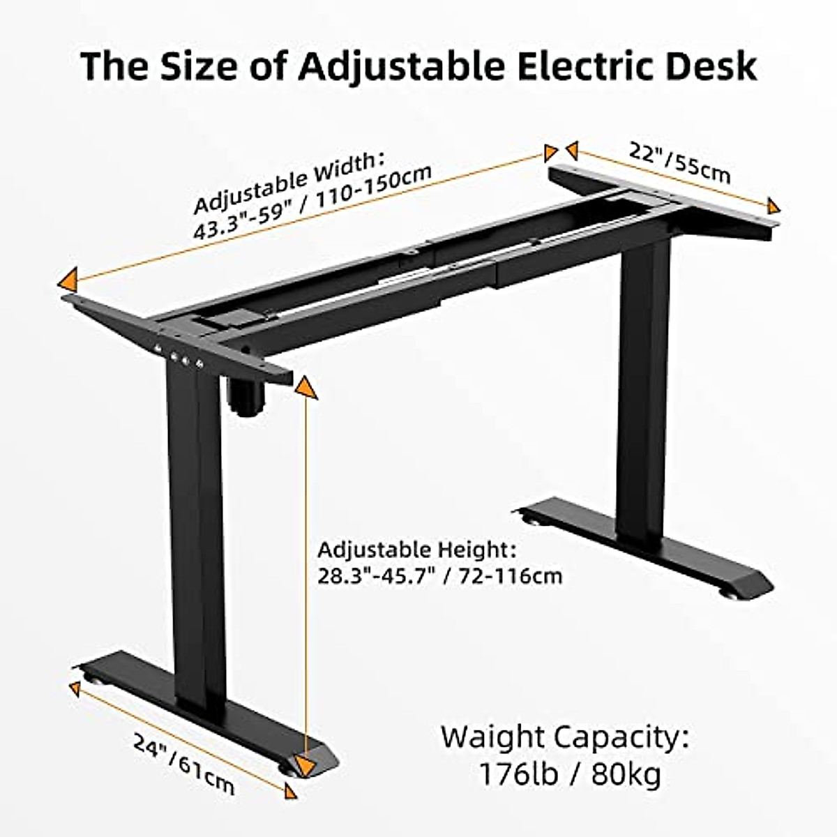Velosan Standing Desk Frame, Electric Stand Up Desk Frame, Height Adjustable Electric Standing Desk Frame with LCD Touch Screen, Adjustable Height Desk Frame for Home & Office Table (Frame Only)