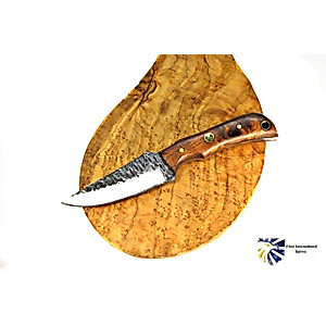 Titan International Knives Handmade Neck Knife Carbon 1080 Steel | Forged Scales Blade Rosewood Handle | Leather Sheath Perfect for Camping and Outdoor Activities