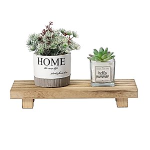 NADESSA Wood Riser for Home Decor, Wooden Display Stand for Plant Pots, Rustic Wooden Tray for Kitchen Counters 11.8x4.7x2 inches