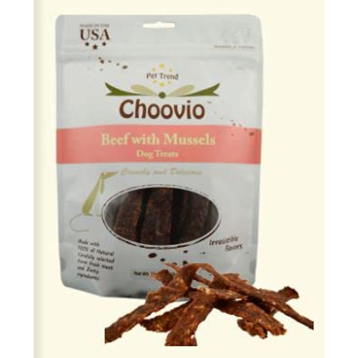 Choovio Beef with Mussels Recipe 5 oz, Made in USA Dog Treats