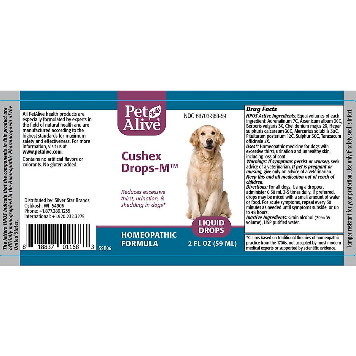 PetAlive Cushex Drops-M, Cushing's Disease Pet Supplement, 2fl oz., 59ML