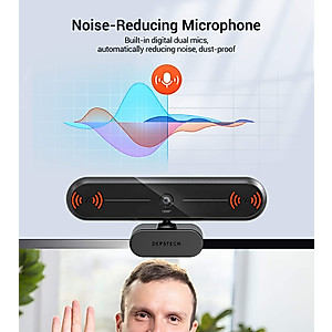 DEPSTECH Webcam with Microphone for Desktop, DW10 USB Webcam 1080P, Web Cameras for Computers, Computer Camera with Microphone for PC, Desktop, Laptop, Streaming Webcam with Cover Slide & Tripod